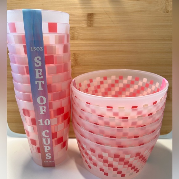 Dining | Checker Print Plastic Cup And Bowl Set | Poshmark